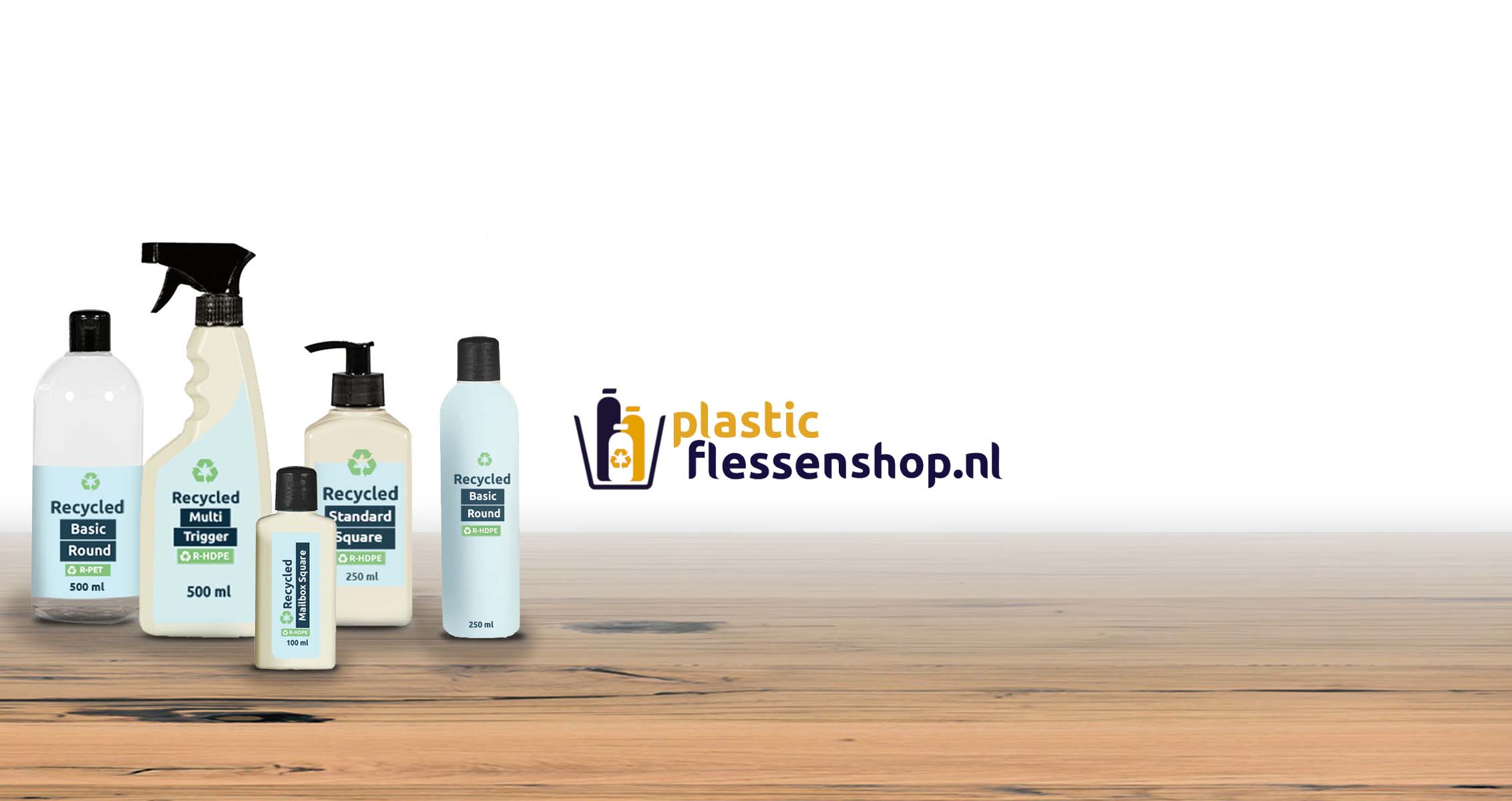 Plastic flessen, gerecyclede flessen, PET flessen, HDPE flessen,